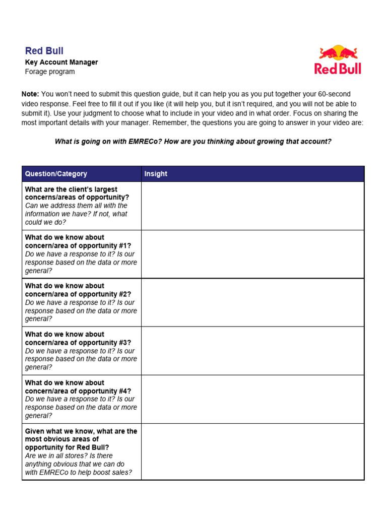 Red Bull - Task 1 Question Guide | PDF