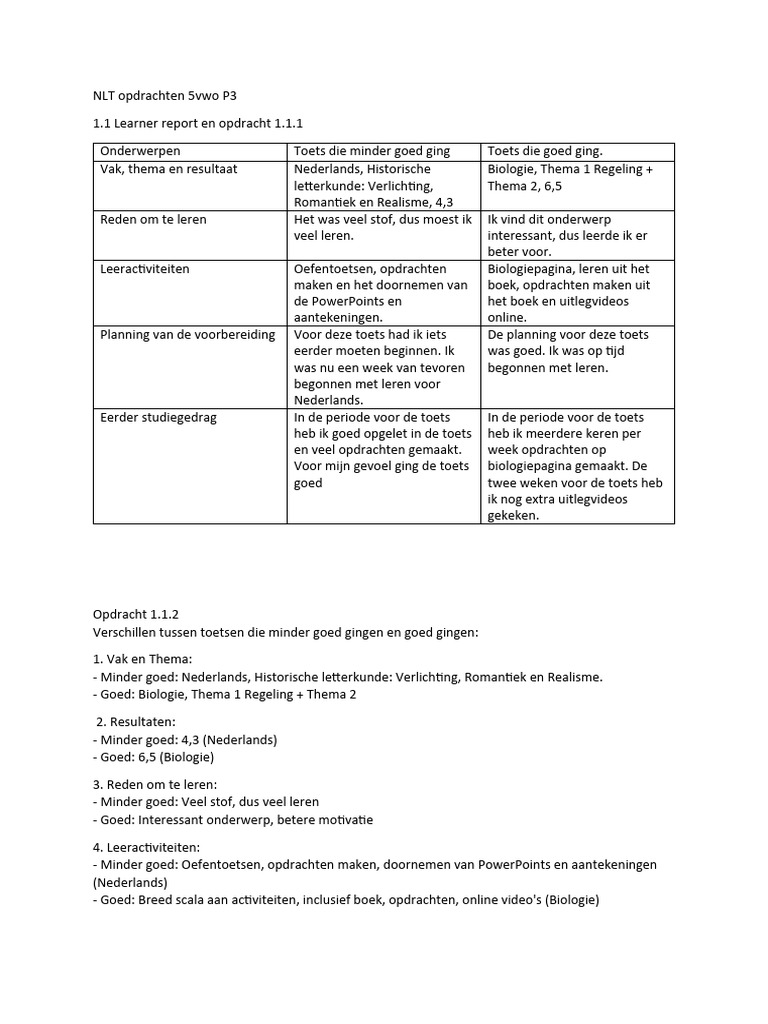NLT Opdrachten 5vwo P3 | PDF