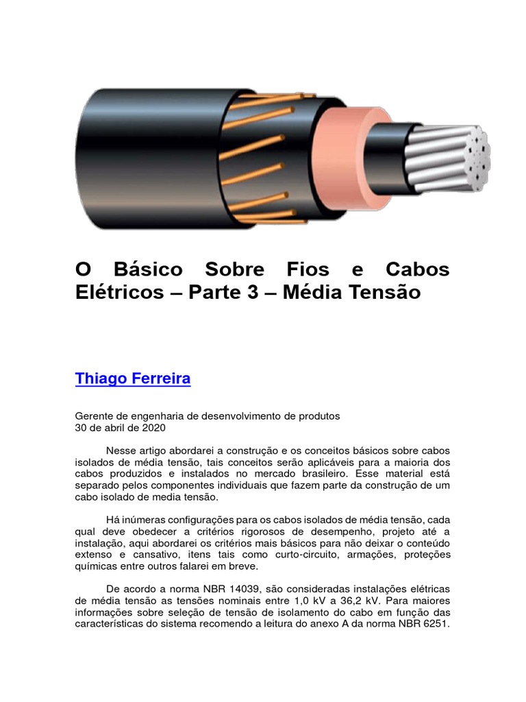 O Básico Sobre Fios e Cabos Elétricos | PDF | Condutor elétrico ...