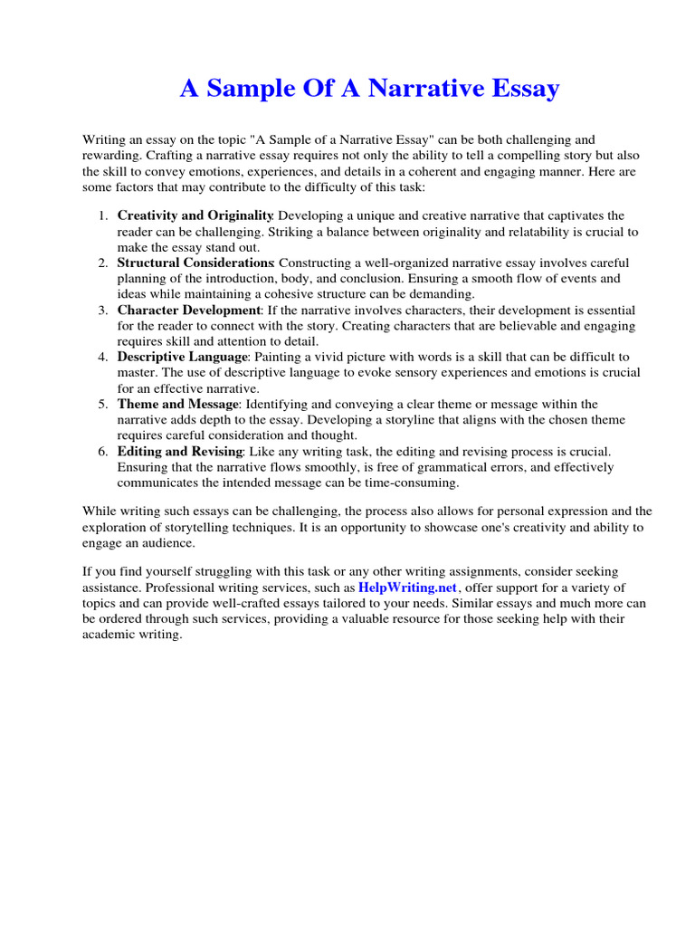A Sample of A Narrative Essay | PDF | Narrative | Essays