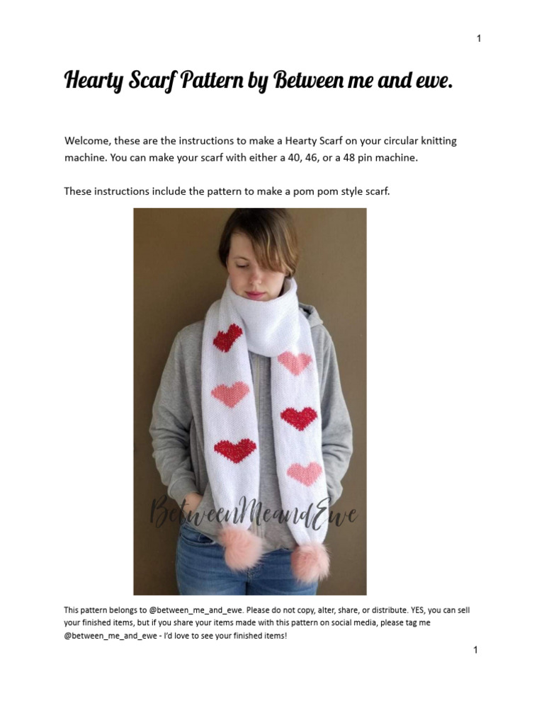 Hearty Scarf Pattern for Knitting Machines | PDF | Knitting | Yarn