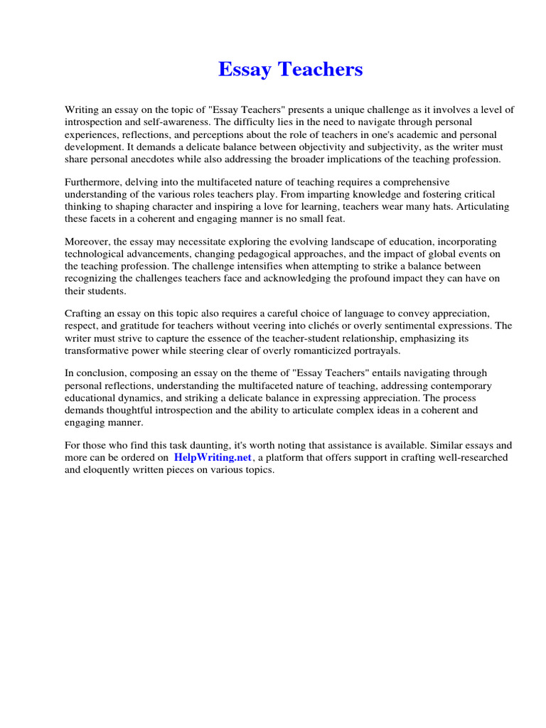 Essay Teachers | PDF | House Of York