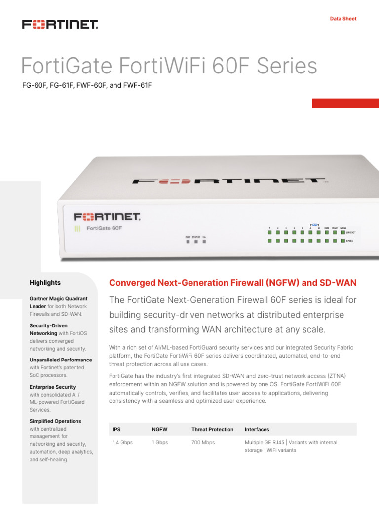 Fortigate Fortiwifi 60f Series | PDF | Computer Network | Security
