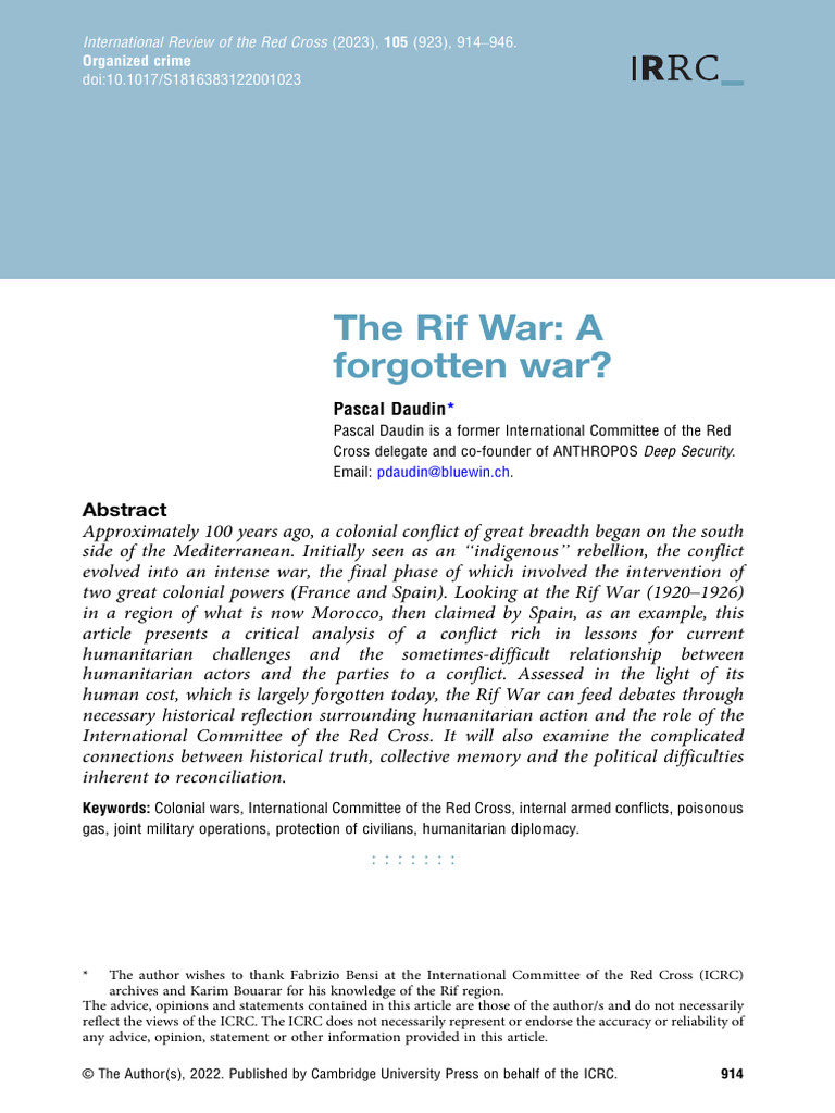 The Rif War A Forgotten War 923 | PDF | International Red Cross And Red Crescent Movement ...