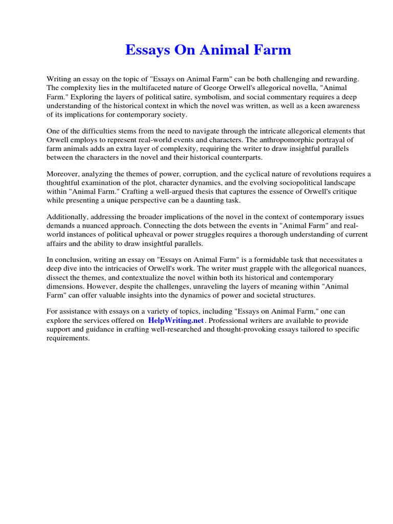 Essays On Animal Farm | PDF | Apple Inc. | Hurricane Katrina