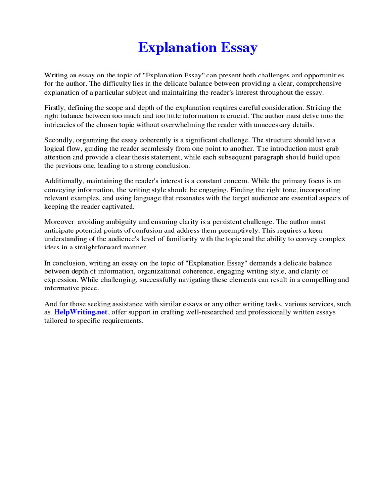 Explanation Essay | PDF | Essays