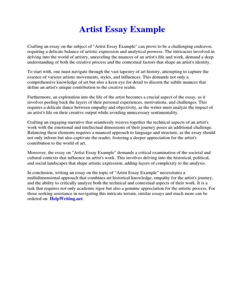 Artist Essay Example | PDF | Le Bron James