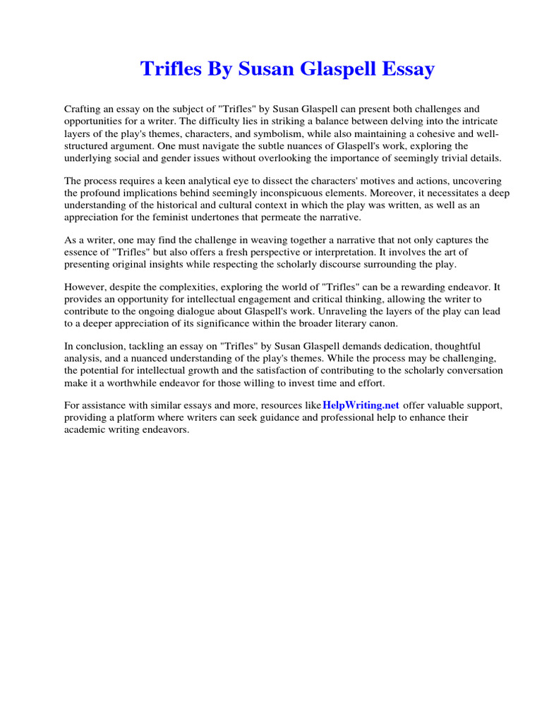 Trifles by Susan Glaspell Essay | PDF | Blitzkrieg | Caucasus