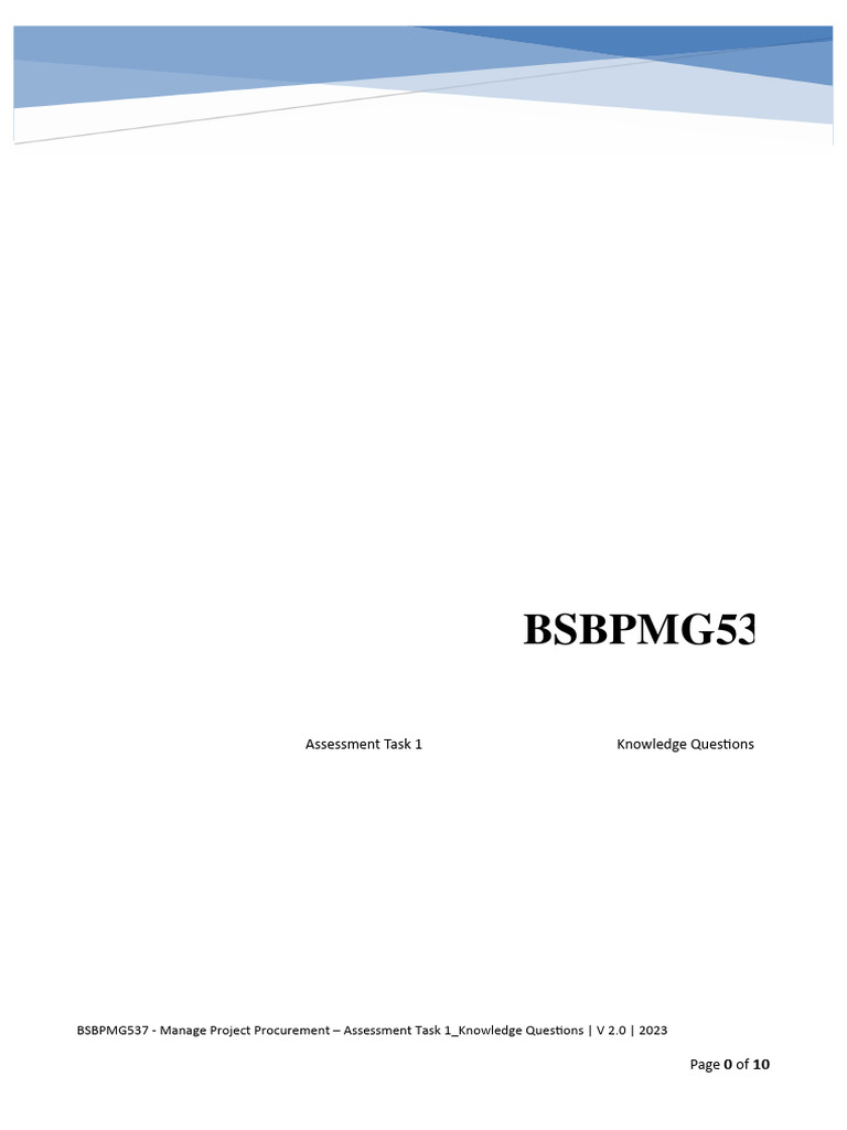 Project Procurement Knowledge Assessment | PDF | Indemnity | Procurement