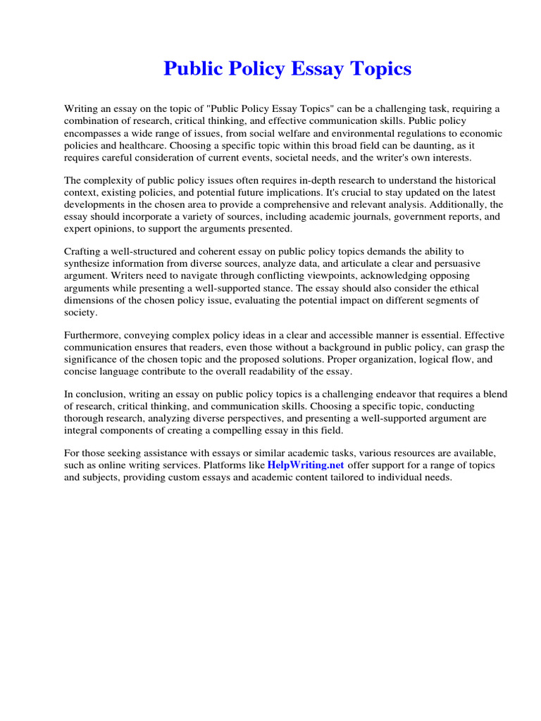 Public Policy Essay Guide | PDF | Much Ado About Nothing | Essays