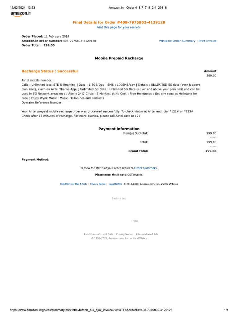 Amazon Bill | PDF