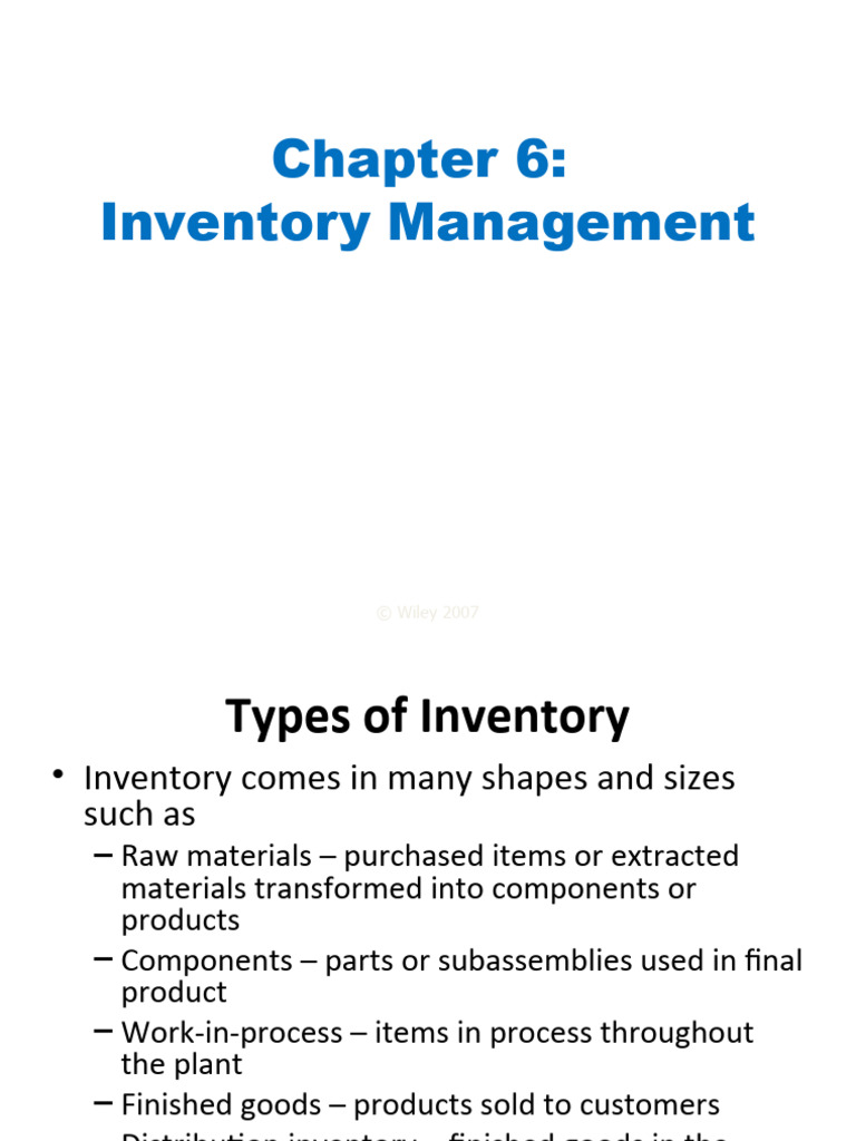 Chapter 6 Inventory Management Om | PDF | Inventory | Business Process ...
