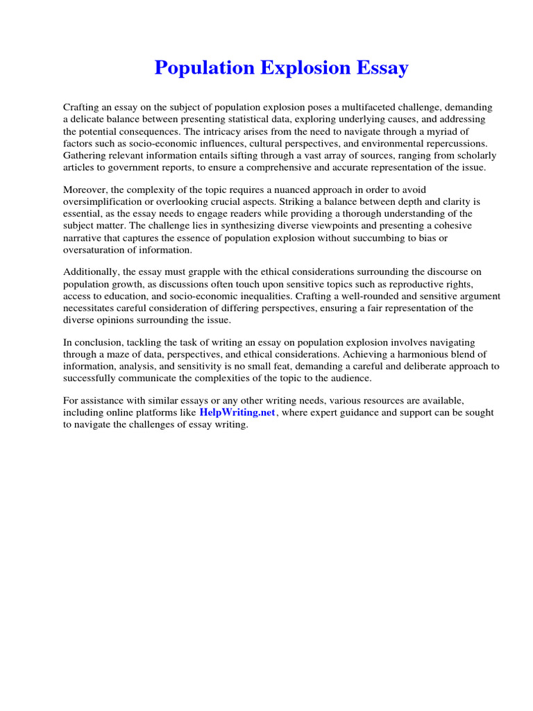 Population Explosion Essay | PDF | Egyptian Pyramids | Traffic Collision