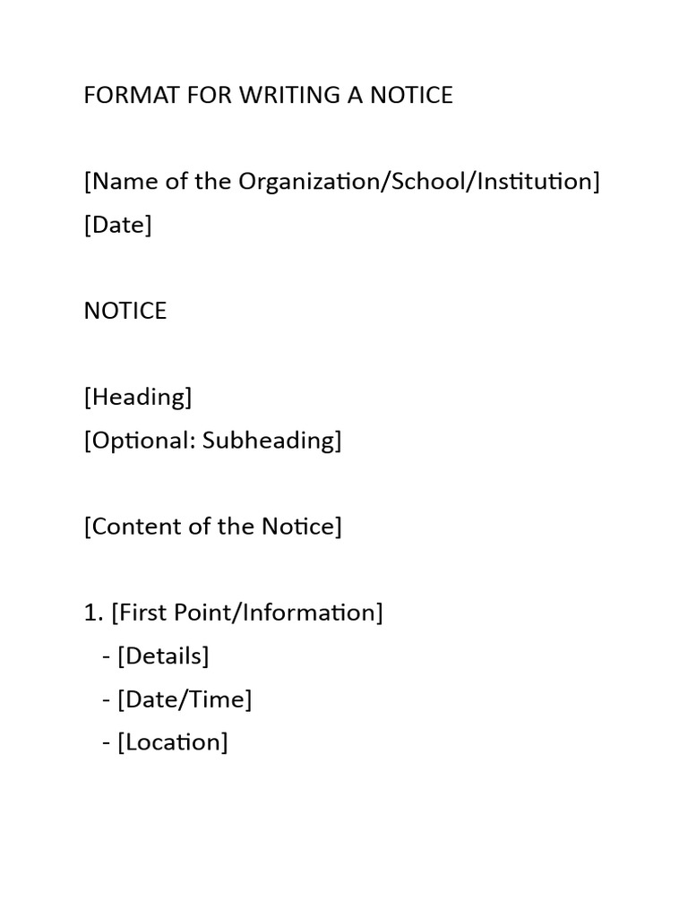 Format For Writing A Notice | PDF