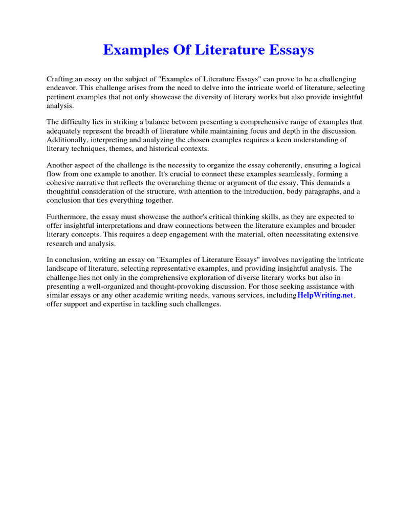 Examples of Literature Essays | PDF | Essays | Mixed Signal Integrated ...