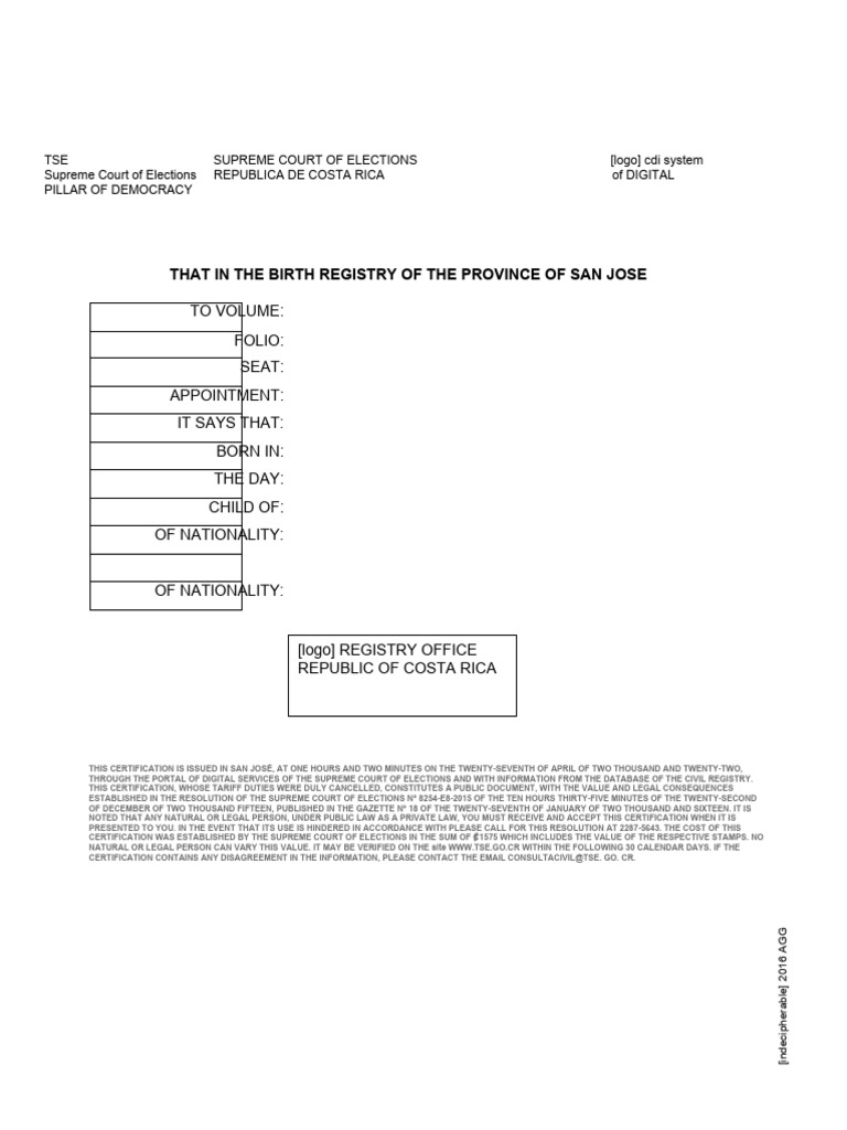 Certificado de Nacimiento Diego SP-EN | PDF | Social Science