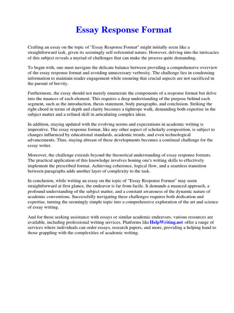 Essay Response Format | PDF | Essays | Sleep