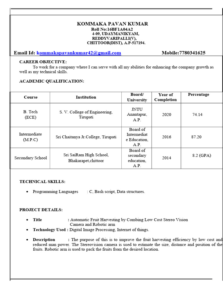 Kommaka Resume | PDF | Information | Computing