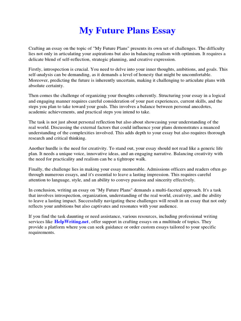 My Future Plans Essay | PDF | Ct Scan | Heart Valve