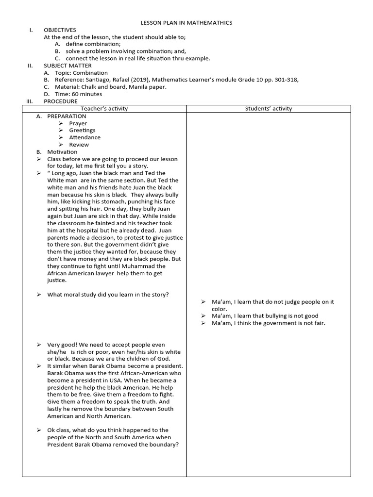 Lesson Plan 3 Combination | PDF | Lesson Plan | Teachers