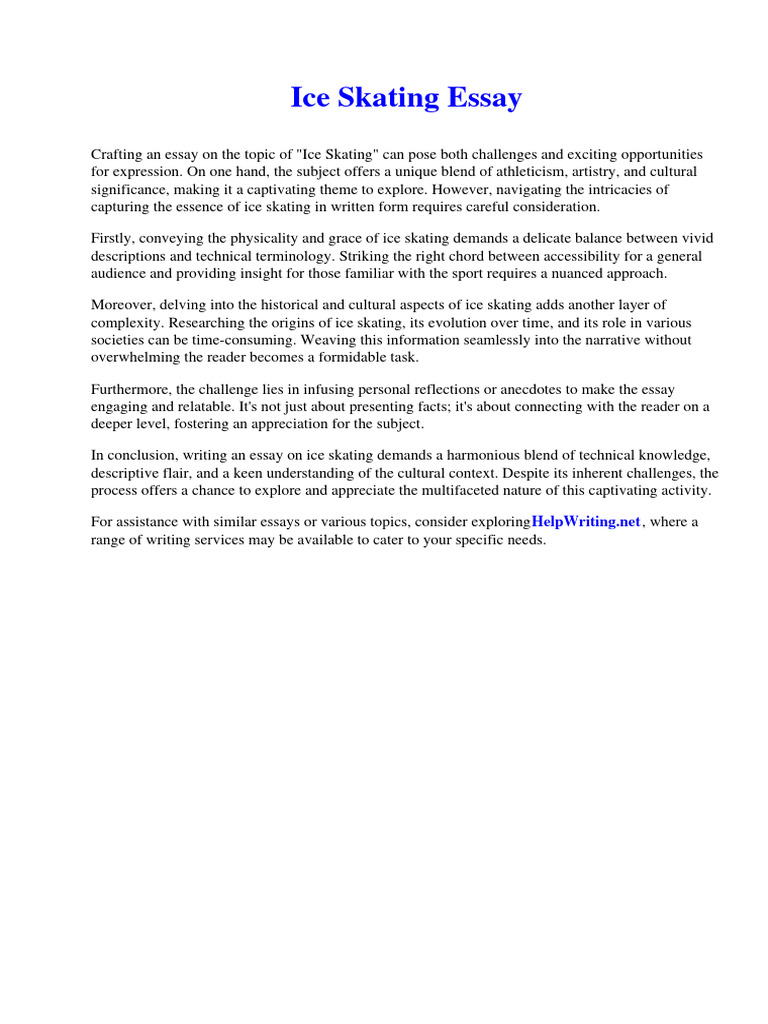 Ice Skating Essay | PDF | Servant Leadership | Menopause