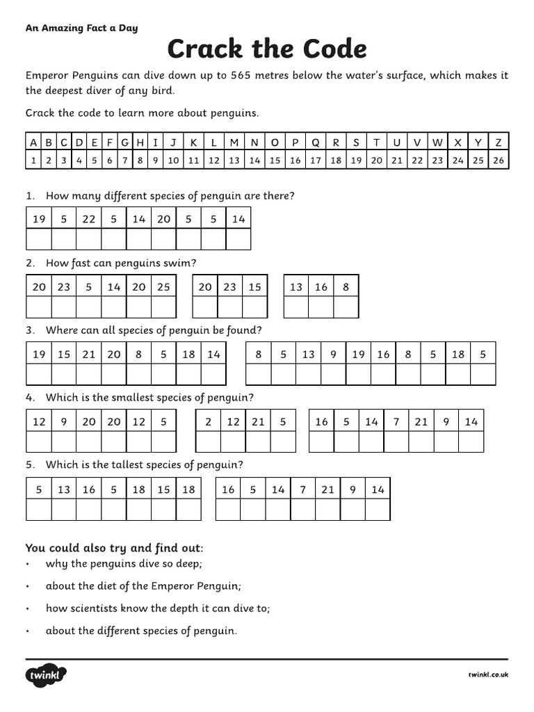 T2 T 258 Crack The Code Activity Sheet | PDF
