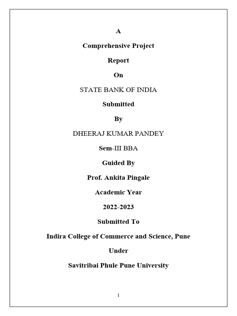 State Bank of India Project by Dheeraj Kumar Pandey | PDF | Banks ...