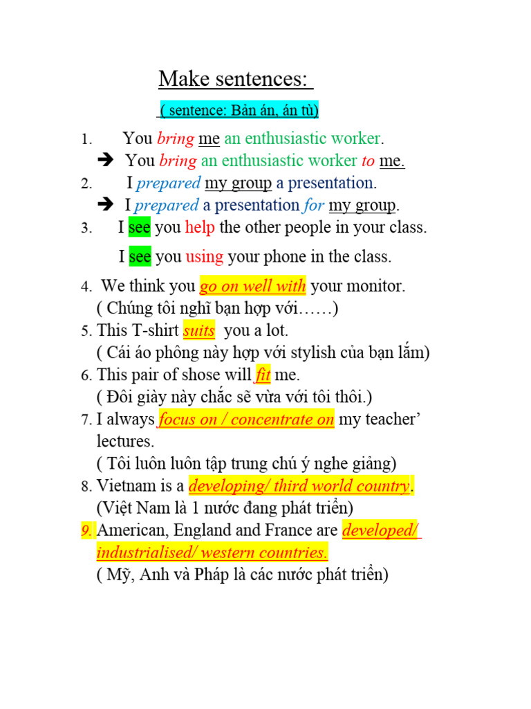 Make Sentences | PDF