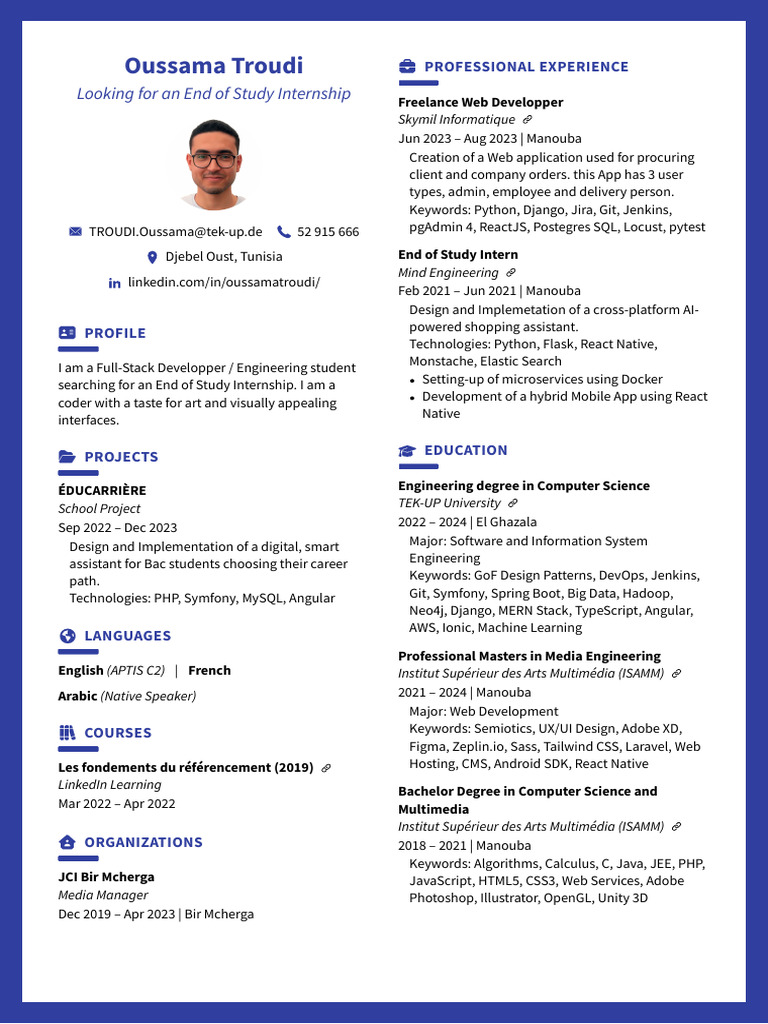 CV Troudi Oussama en | PDF | Web Application | Programmer