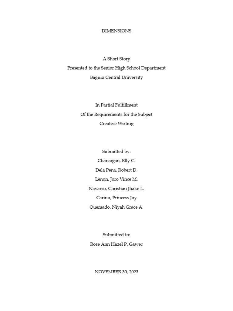 "Dimensions: A Fantasy Short Story" | PDF | Poetry