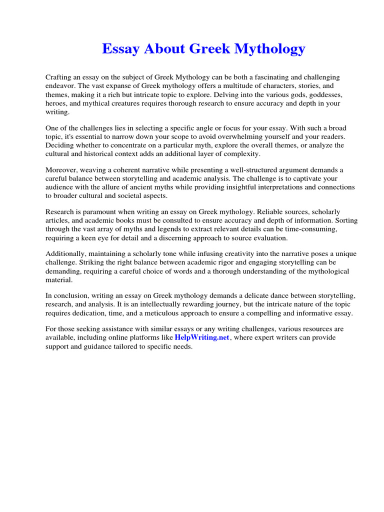 Essay About Greek Mythology | PDF | Social Mobility | Narrative