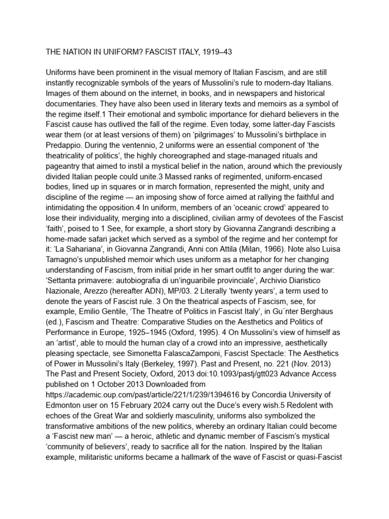 Fascist Italy's Uniforms: Symbols of Power | PDF | Benito Mussolini ...