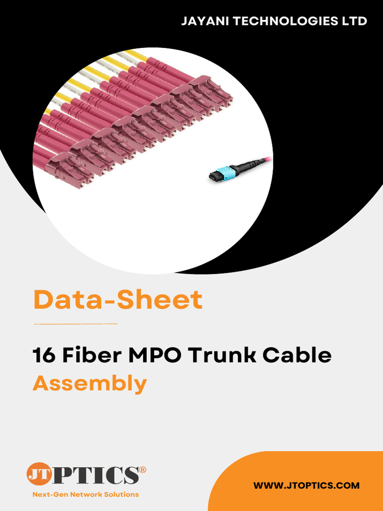 16 Fiber MPO LC Breakout Cable Data Sheet by JTOPTICS | PDF | Optical ...