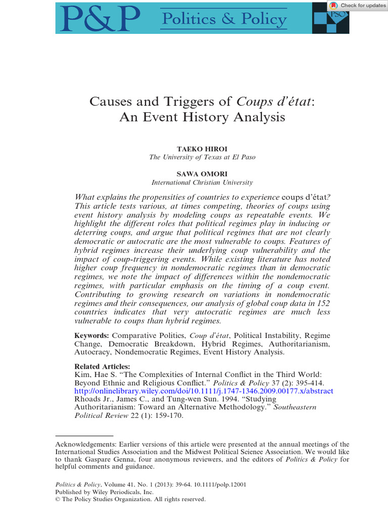 Causes and Triggers of Coups | PDF | Coup D'etat | Modernization Theory