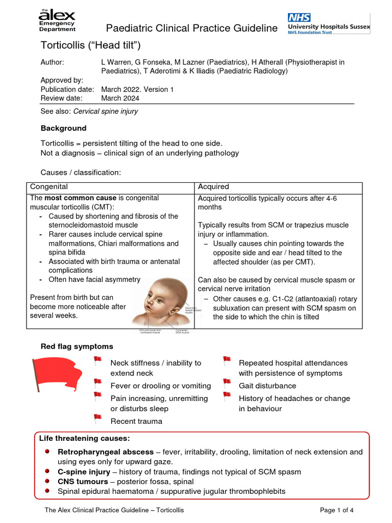 Paediatric Guidelines Torticollis | PDF | Medical Specialties ...