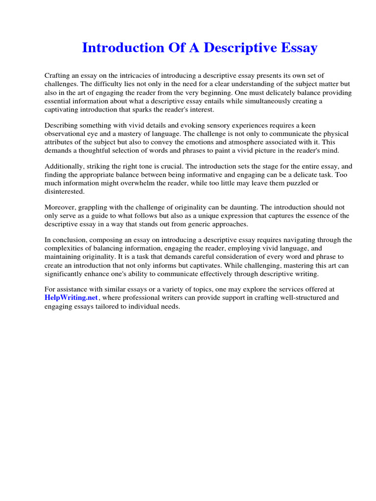 Descriptive Essay Intro Guide | PDF | Ecosystem | Zoo