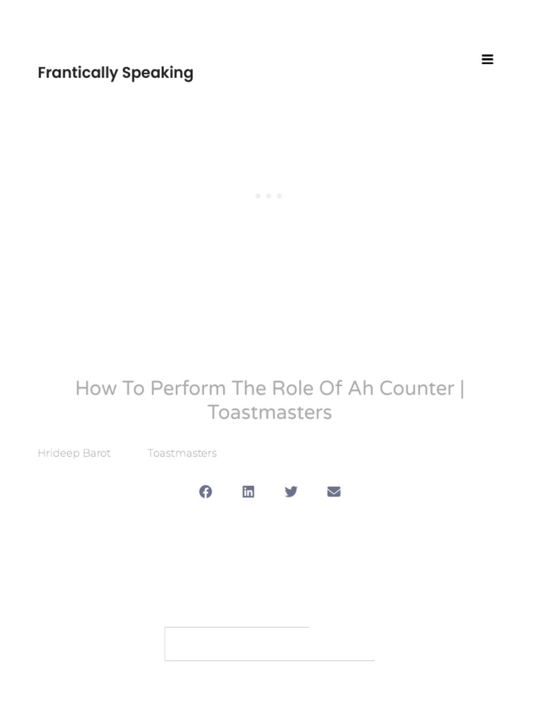 How To Perform The Role of Ah Counter - Toastmasters | Download Free ...