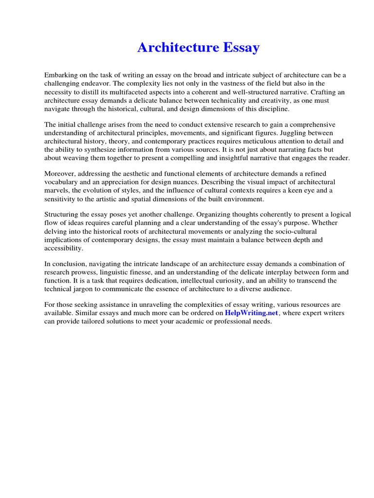 Architecture Essay | Download Free PDF | Essays | Vocabulary