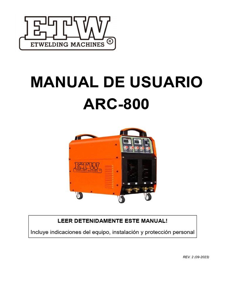 Manual ETW ARC-800 | PDF | Soldadura | Construcción