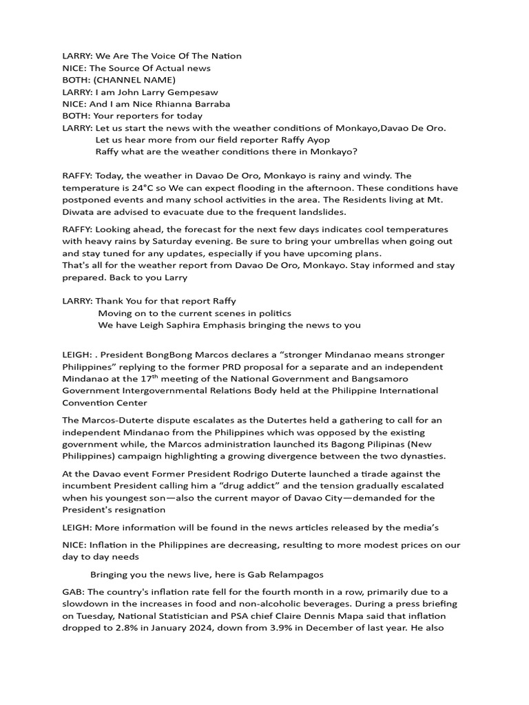 English Reporting | Download Free PDF | Mindanao | Rodrigo Duterte