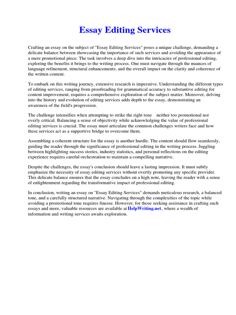 Essay Editing Services | PDF | Essays | Editing