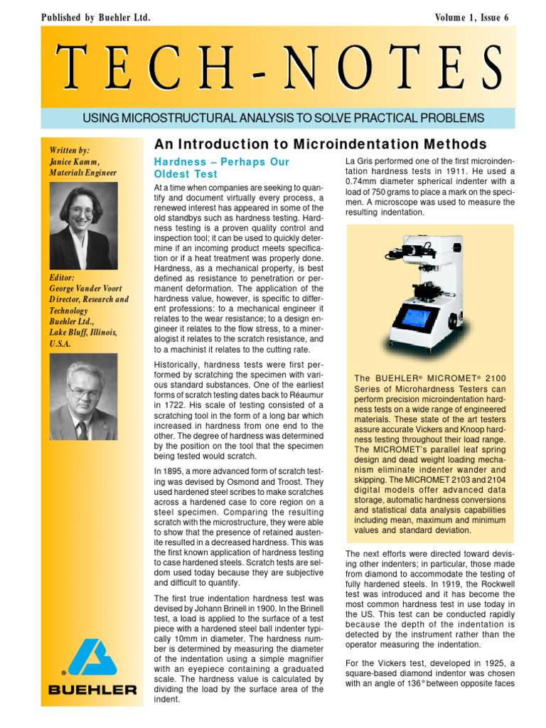An Introduction To Microindentation Methods | PDF | Hardness | Materials Science