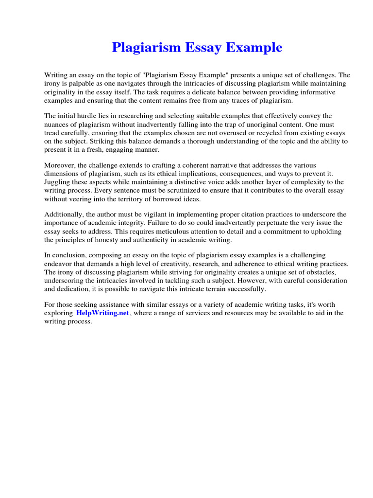 Plagiarism Essay Example | PDF | Plagiarism | Boeing