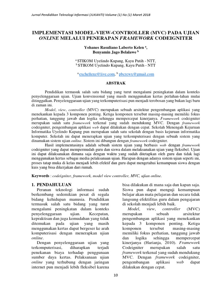 MVC dan CodeIgniter untuk Ujian Online | PDF