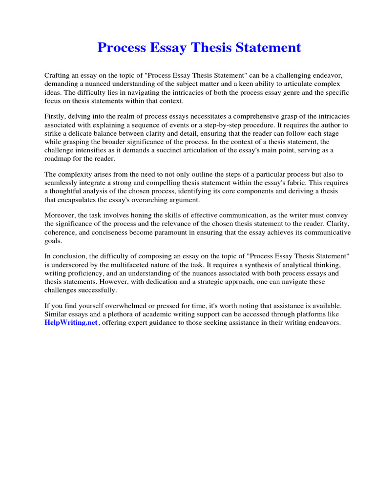 Process Essay Thesis Statement | PDF | Essays | Socrates