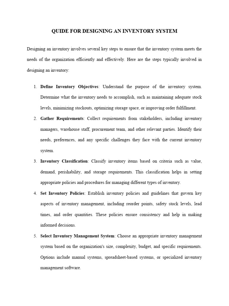 Inventory System Design | Download Free PDF | Inventory | Warehouse