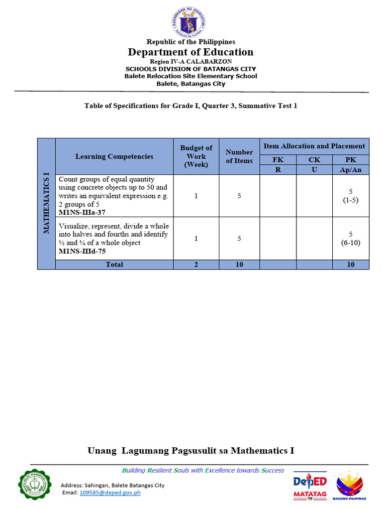 3Q ST1 Math | PDF | Mathematics | Science