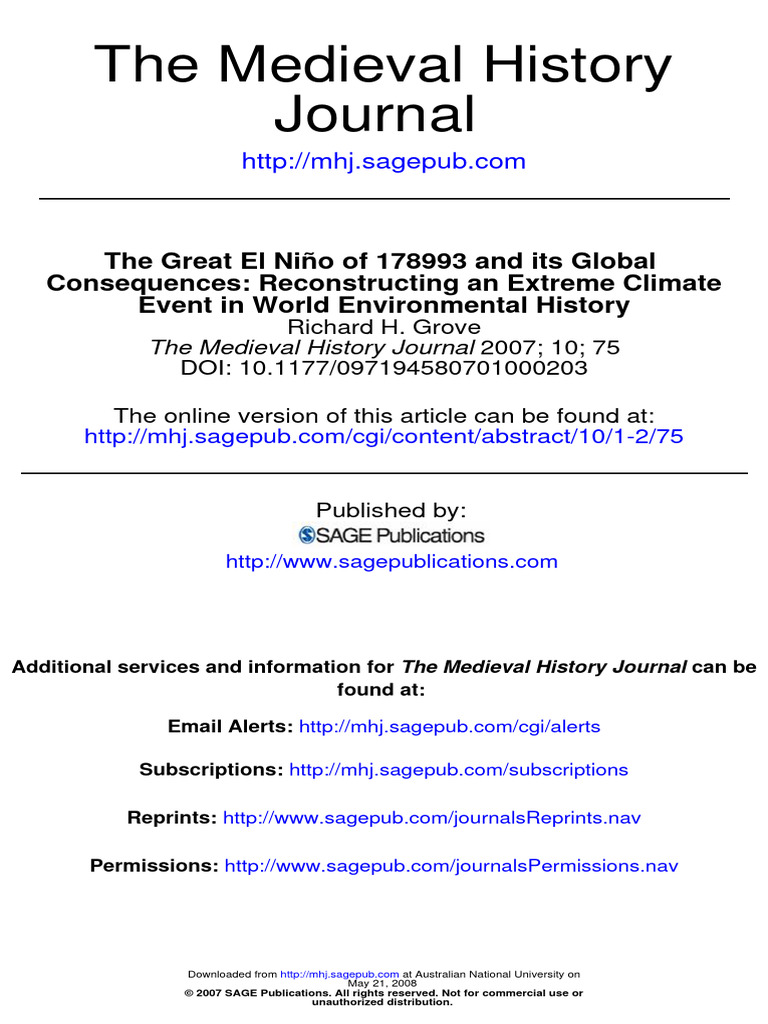 01 Grove The Great El Nino of 1789-93 2007 | PDF | Famine | Drought