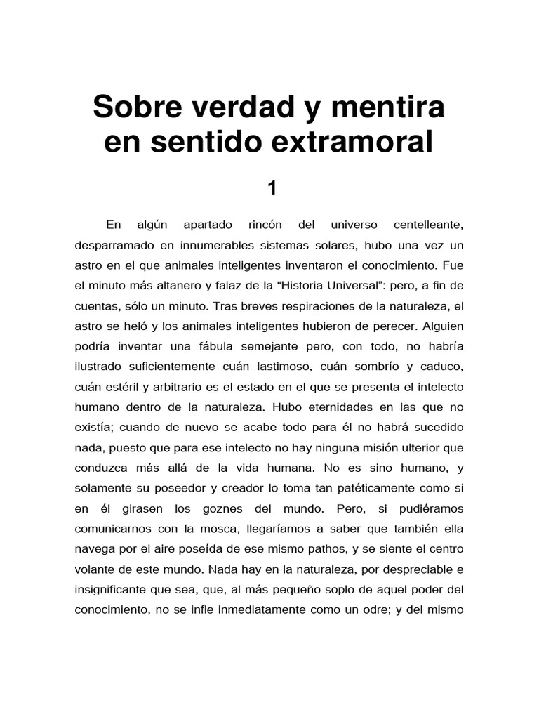 Sobre Verdad y Mentira en Sentido Extramoral | PDF | Verdad | Sonido