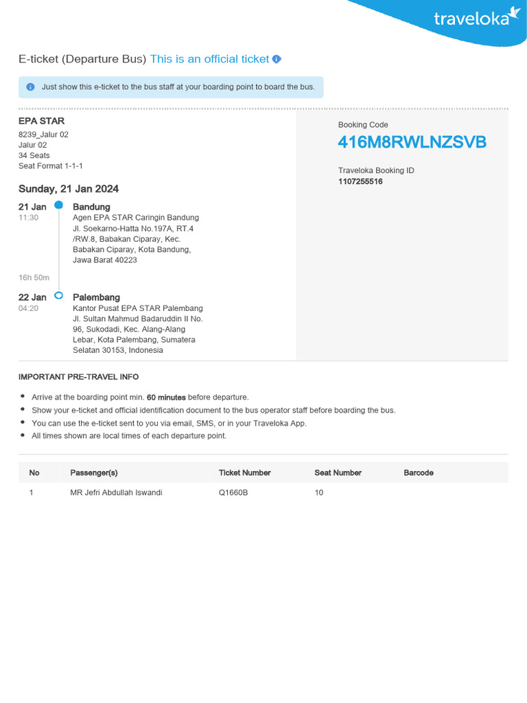 BUS AWAY E-Ticket | PDF | Baggage